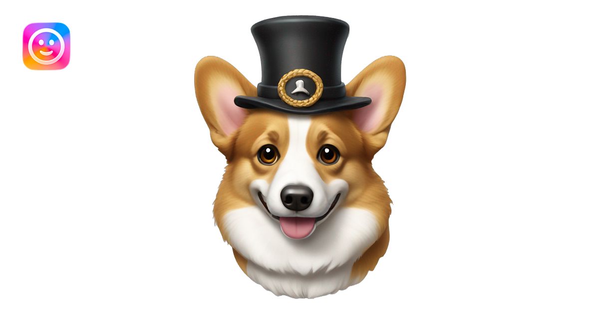 Pembroke welsh corgi wearing a pilgrim hat emoji | AI Emoji Generator