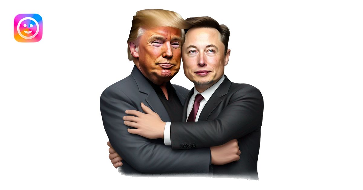 realistic donald trump and elon musk hugging emoji | AI Emoji Generator