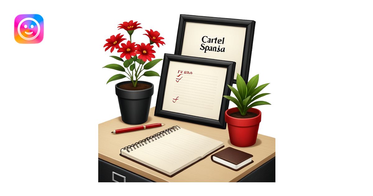 Cartel en español que diga F U E R A D E O F I C I N A y detrás un ...