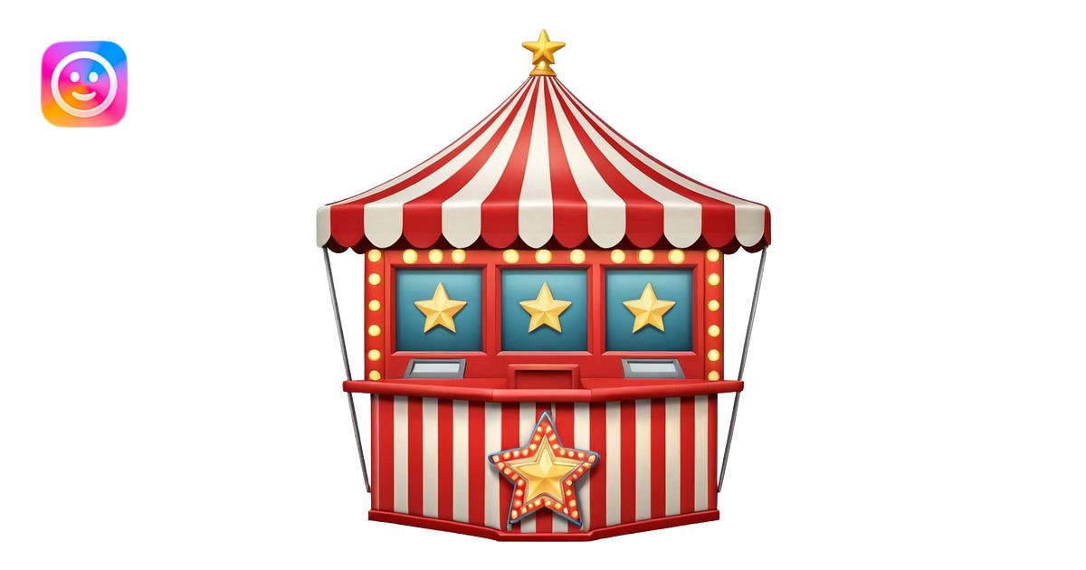 A circus ticket booth with retro lights and star-shaped sign. emoji ...