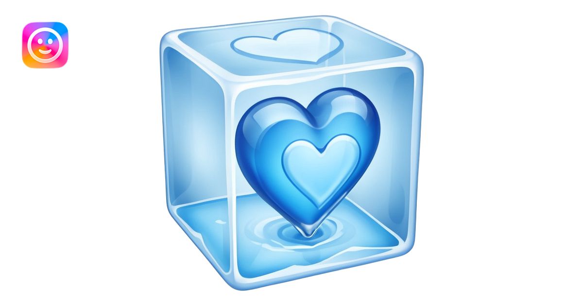 blue heart made of ice, inside an ice cube emoji | AI Emoji Generator
