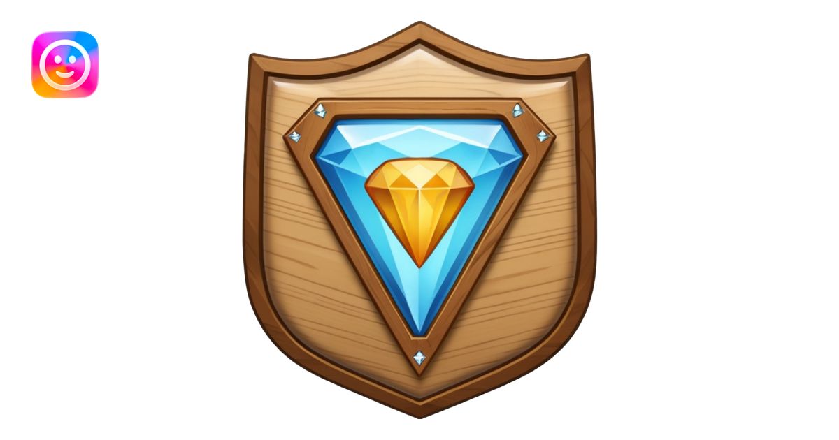 Diamond Shield with wooden edge emoji | AI Emoji Generator
