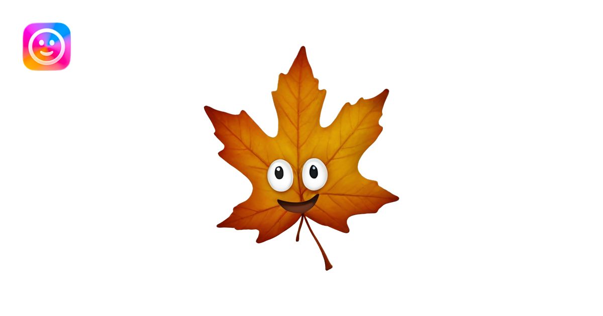 Autumn leave with a smile emoji | AI Emoji Generator