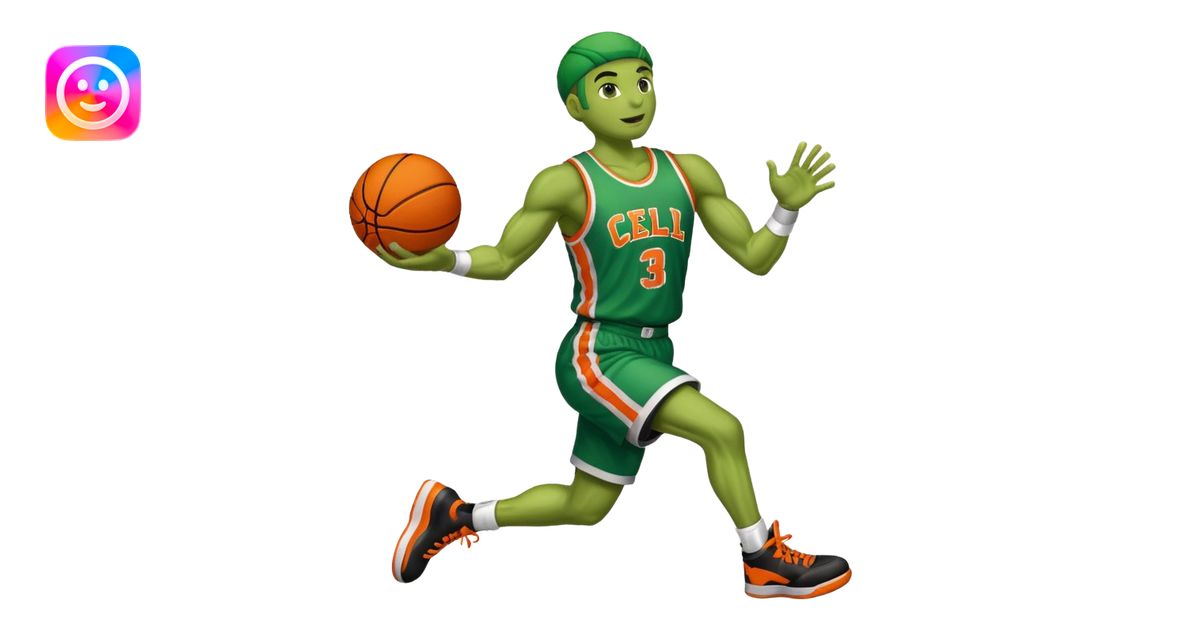 Cell from the anime-dragonball dunking a basketball with a jersey name ...