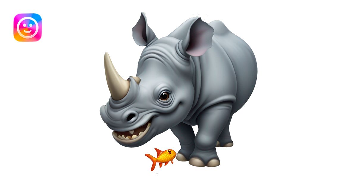 rhinoceros with fish in its mouth emoji | AI Emoji Generator