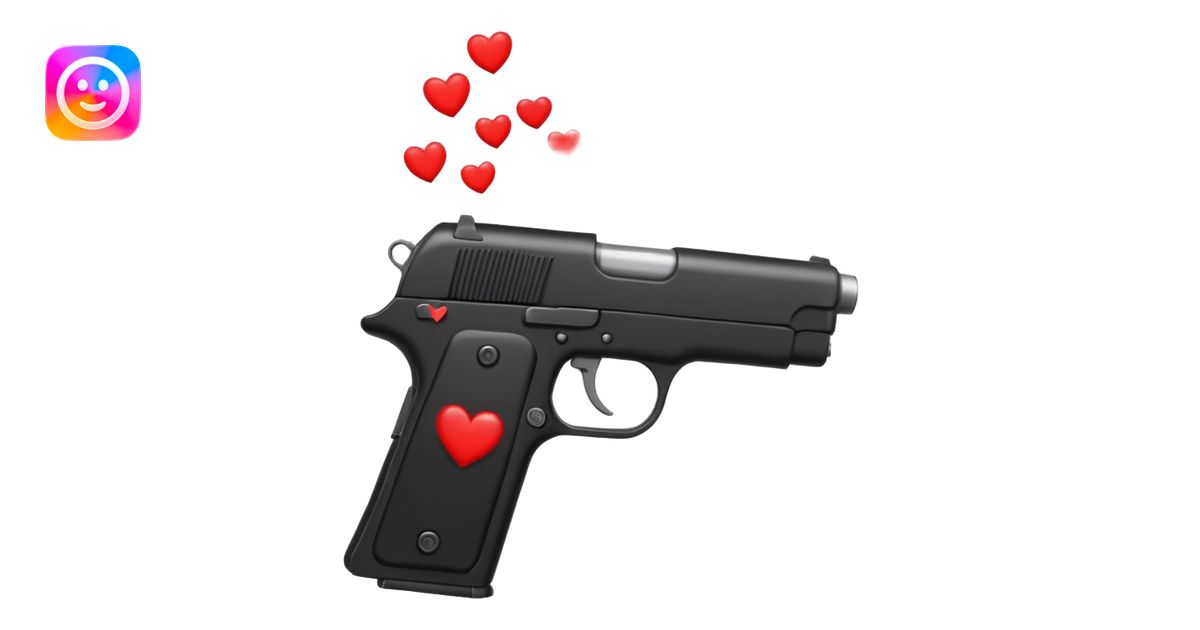 Black hand gun shooting a stream of hearts out of it emoji | AI Emoji ...