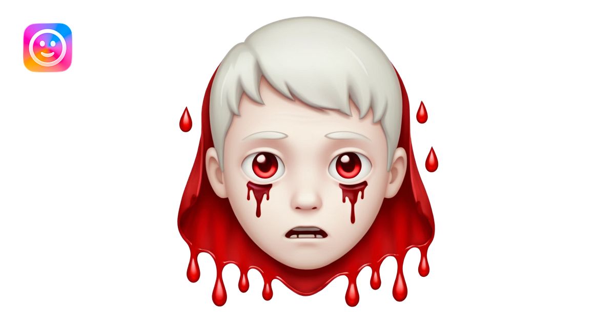 ghost boy face with blood tears emoji | AI Emoji Generator