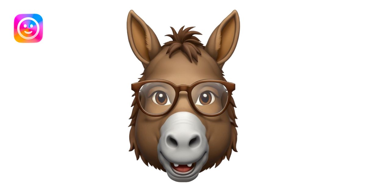 Donkey with glasses emoji | AI Emoji Generator