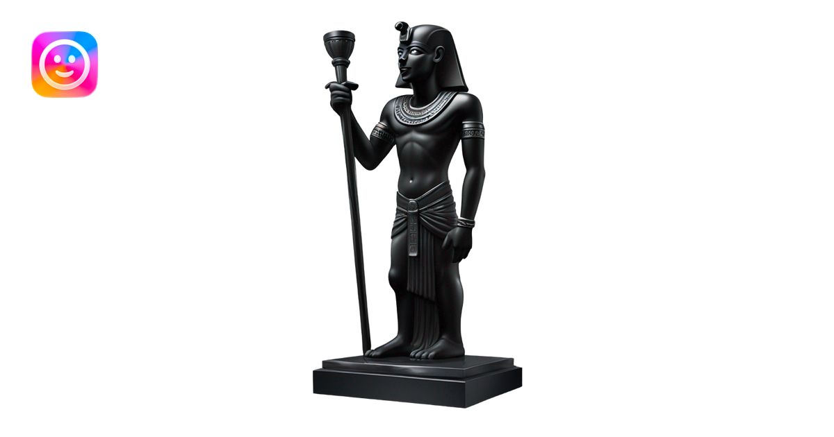 Osiris crook and flail obsidian statue on granite 30 ton brick, massive ...