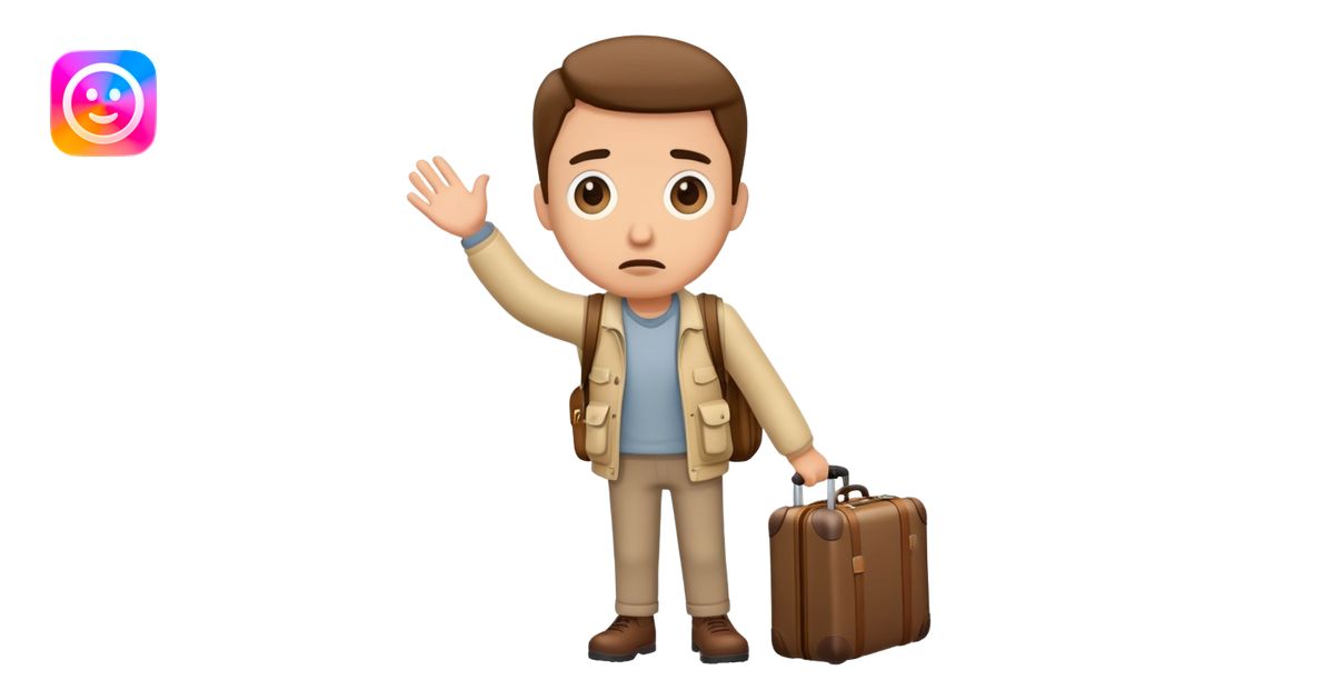 Lost luggage with traveler looking confused emoji | AI Emoji Generator