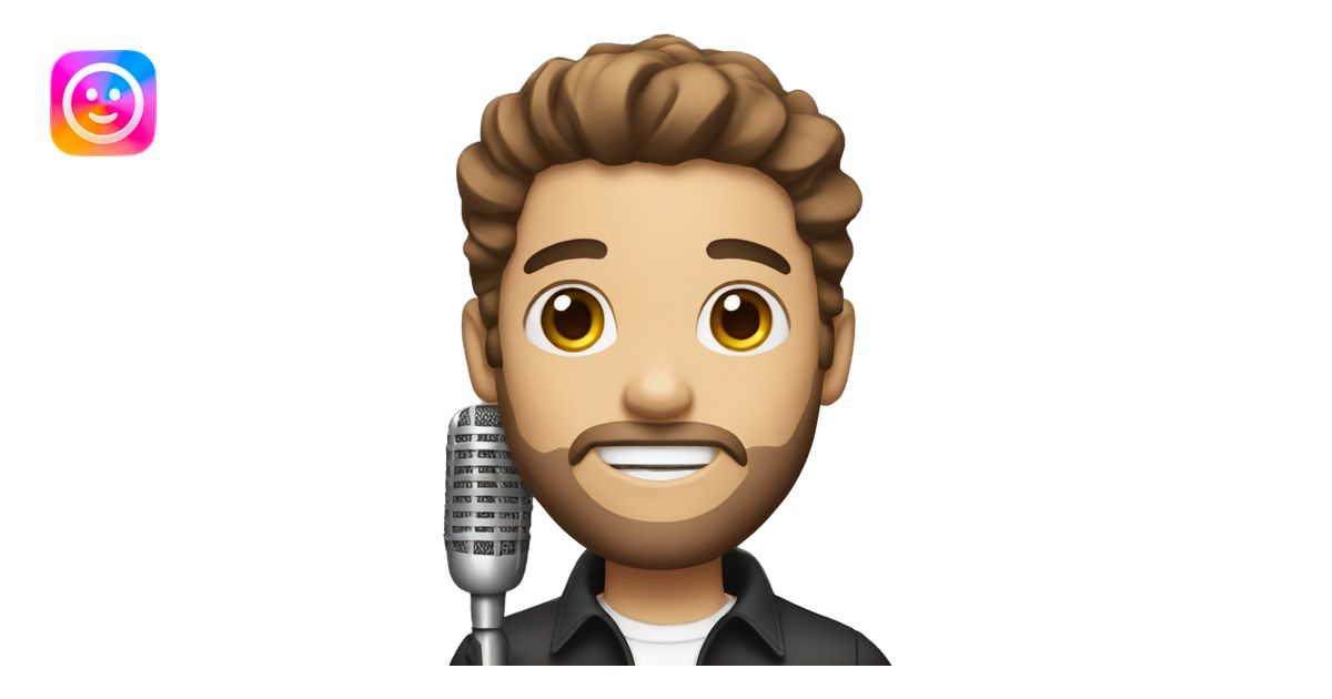 white male singer with brown hair and microphone emoji | AI Emoji Generator