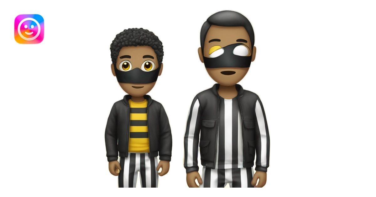 Criminal emoji with black and white striped clothing, black and white ...