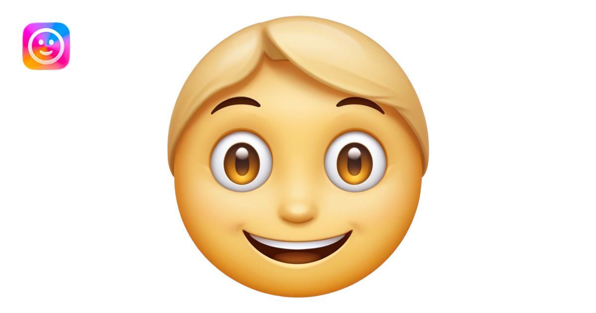 A minimal emoji-style character with a mischievous smile, glowing ...