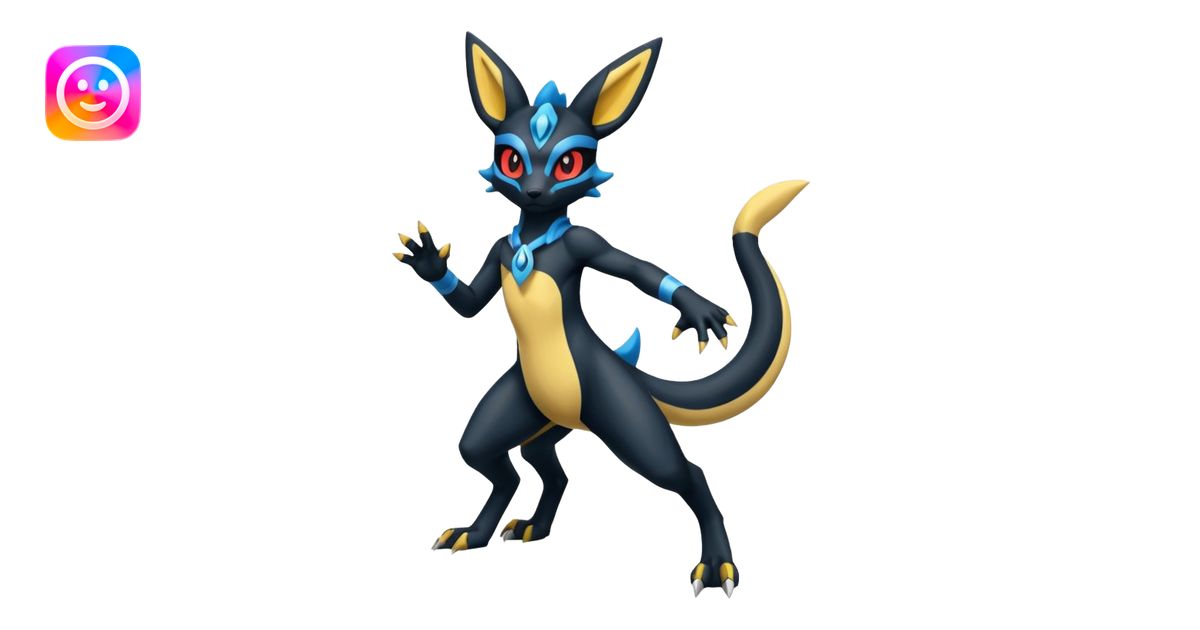 Umbreon-Lucario-Salandit-Zeraora-fusion, full body emoji | AI Emoji ...