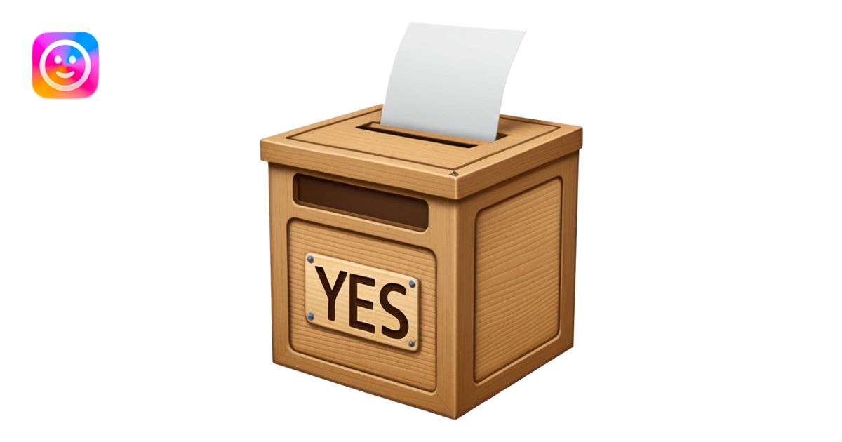 Vote box with "yes but" aber' written on the front and paper entering ...