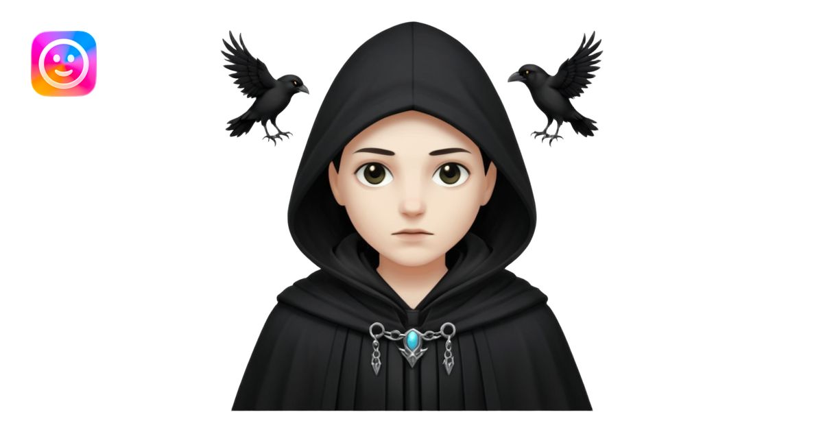 necromancer with black raven outfit emoji | AI Emoji Generator