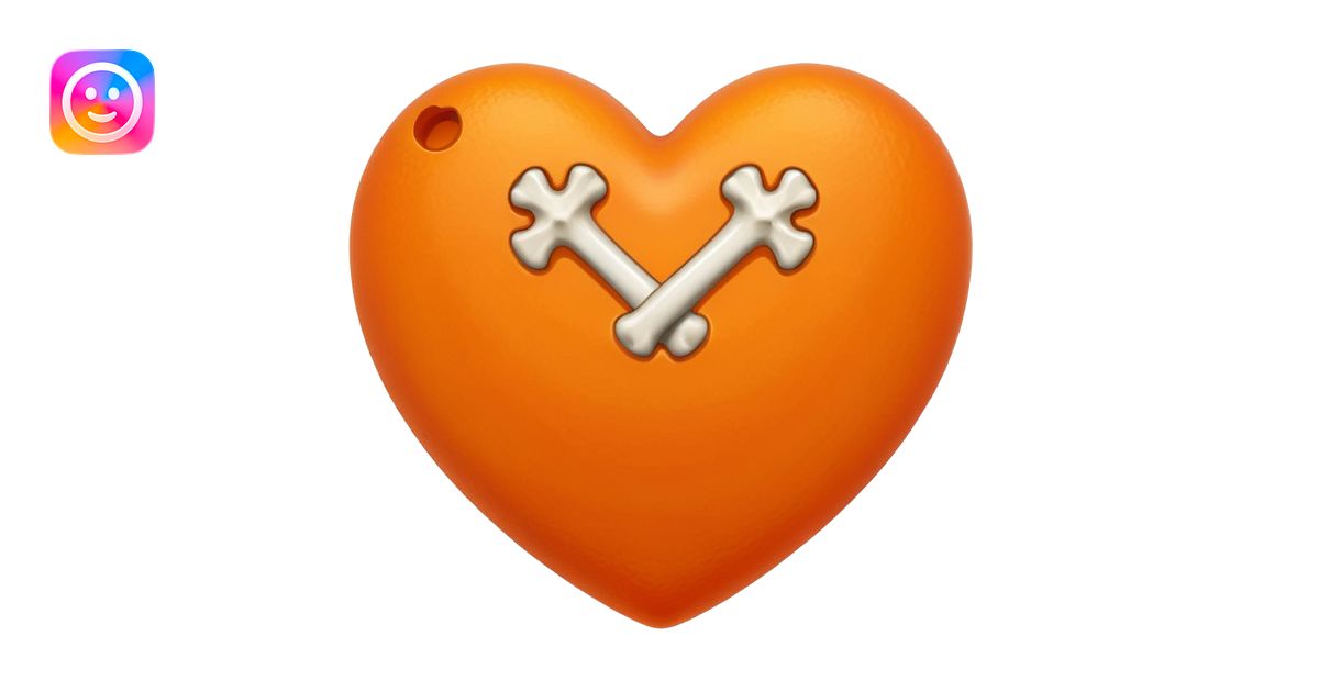 orange heart with a bone through it emoji | AI Emoji Generator