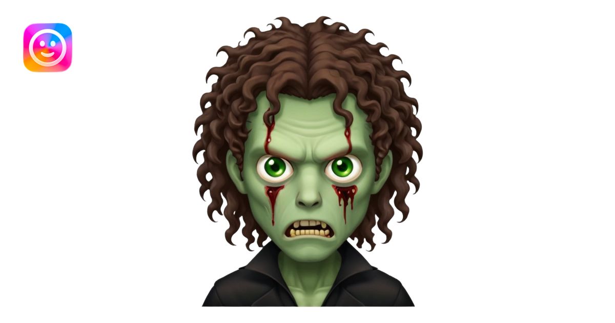 long curly haired male zombie with brown hair color and green eye color ...