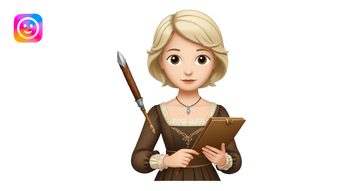 Jane austin writing with a quill in hand emoji | AI Emoji Generator