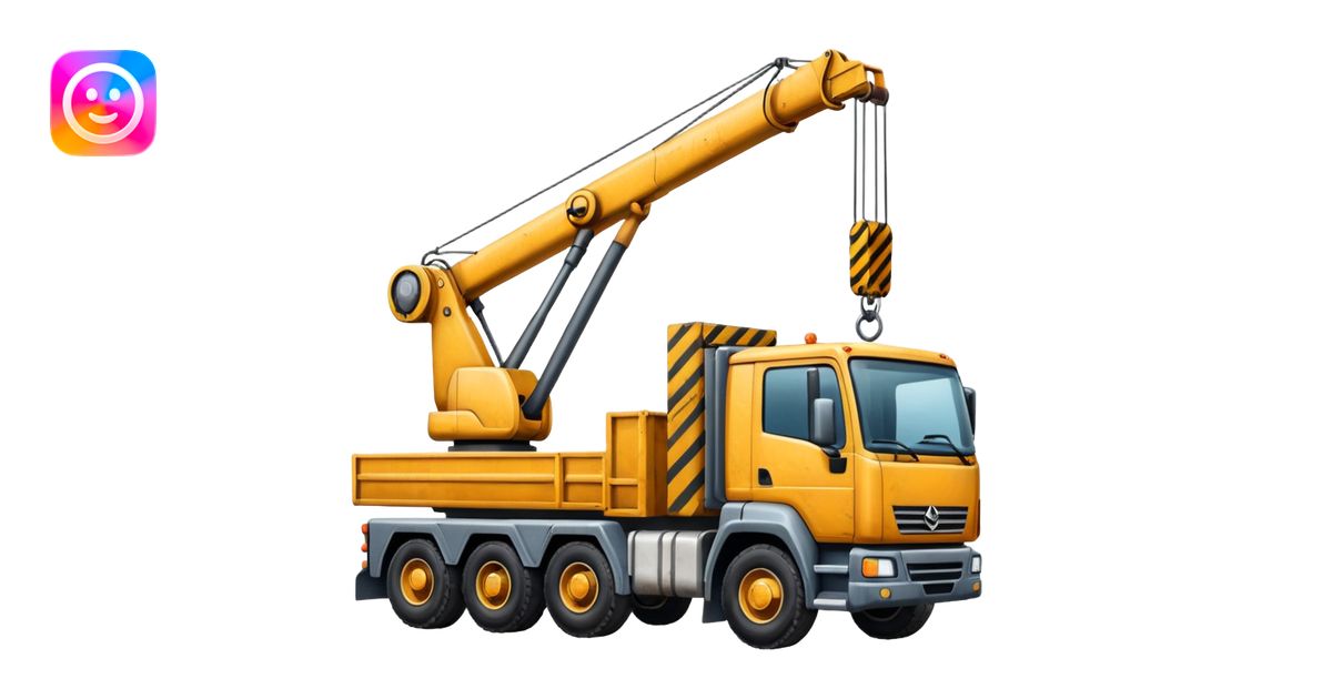 Create a crane truck with a long extendable arm lifting materials ...
