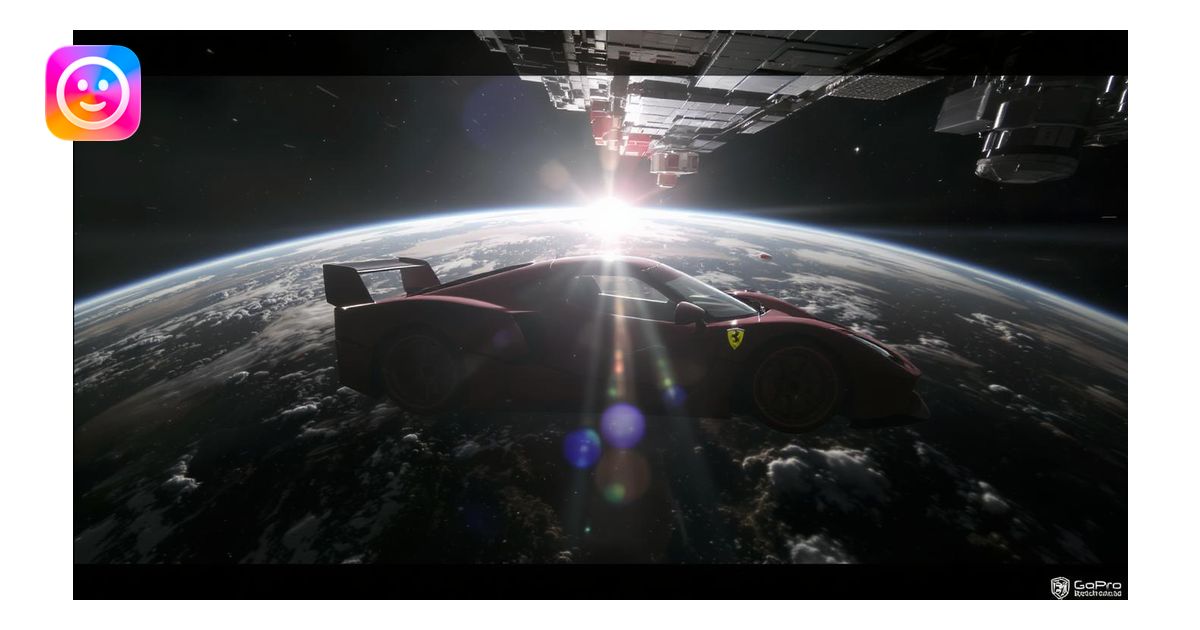 Cinematic still of a ferrari f40 floating in space, shot by space ...