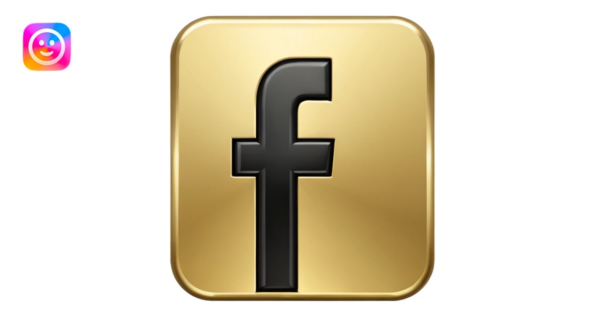 One single shiny Gold and black facebook icon, png, no background, no ...