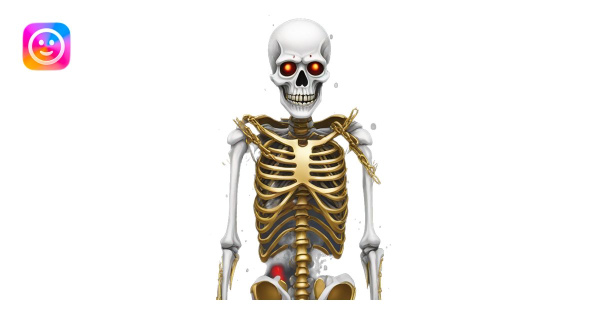 White skeleton zombie person covered in golden chains and black ...