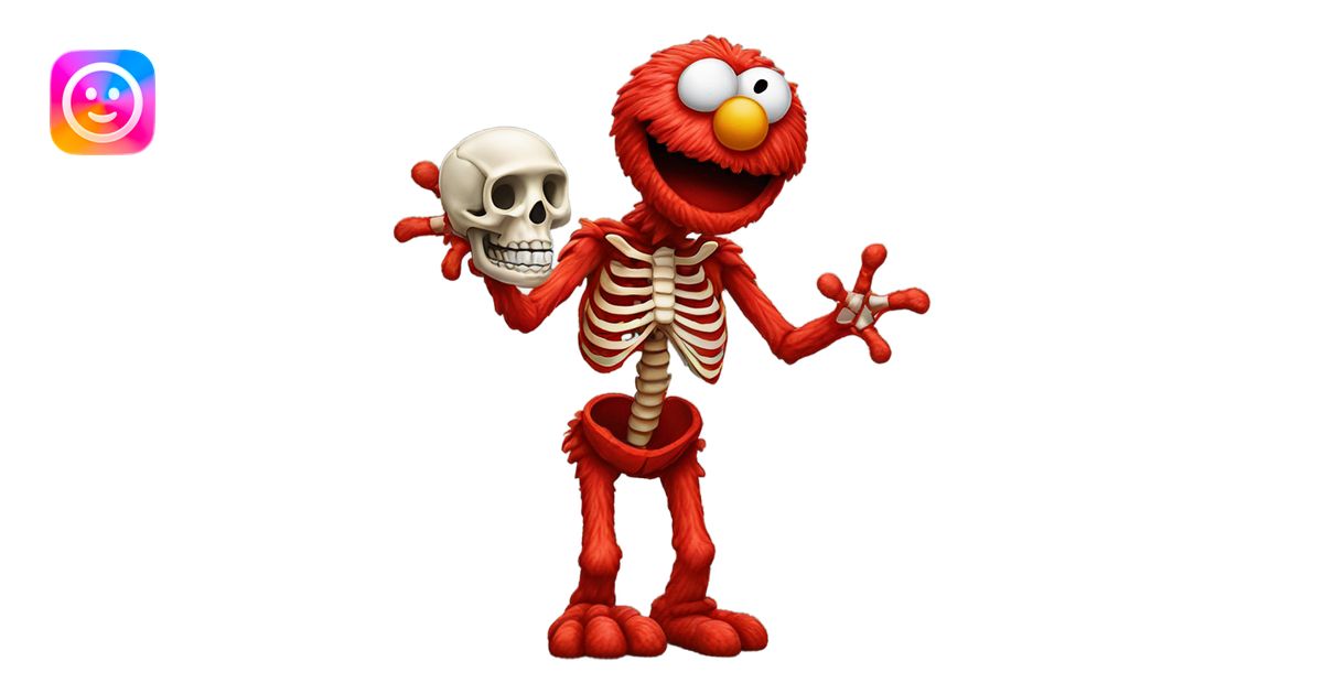 Photorealistic Elmo with a skeleton emoji | AI Emoji Generator