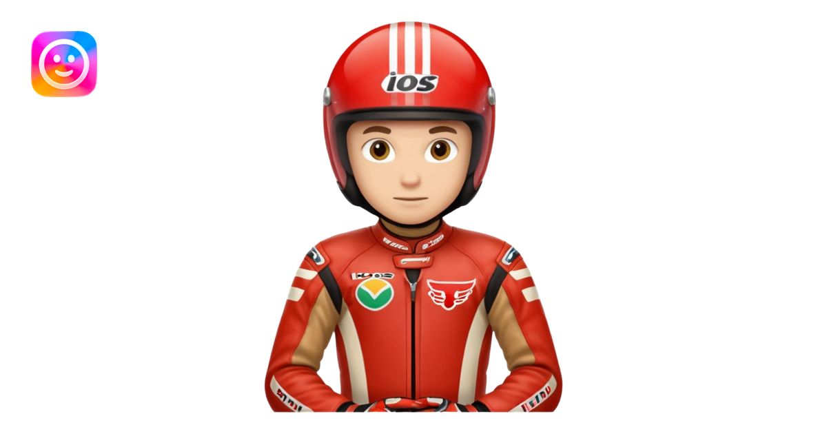 red motorcycle racer with out helmet emoji | AI Emoji Generator