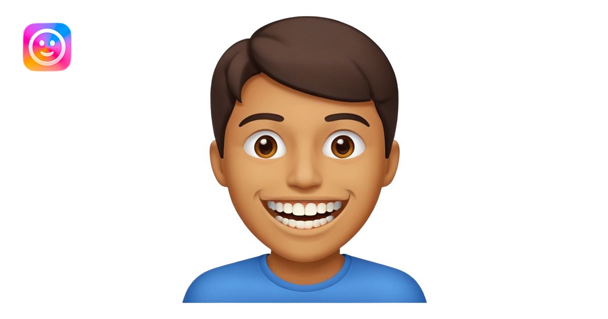 Smiling with teeth out and the teeth cover mouth and is sharp like ...