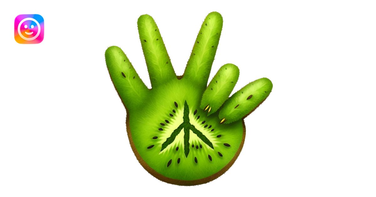 Peace sign hand emoji but its kiwi skin emoji | AI Emoji Generator