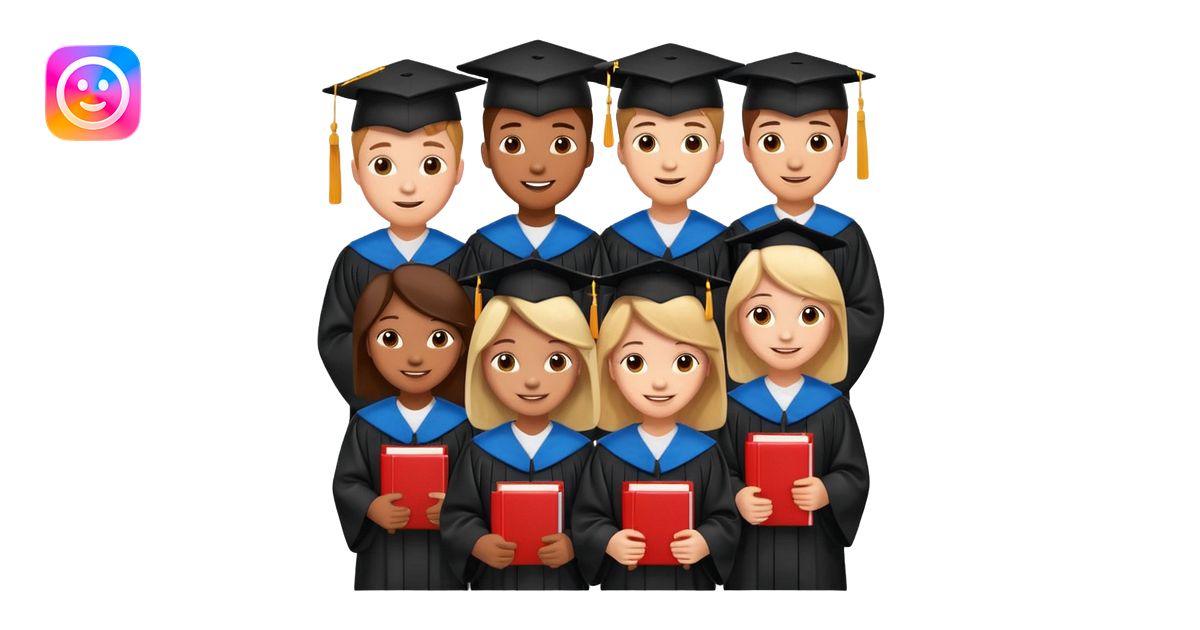 un grupo de estudiantes simpáticas emoji | AI Emoji Generator