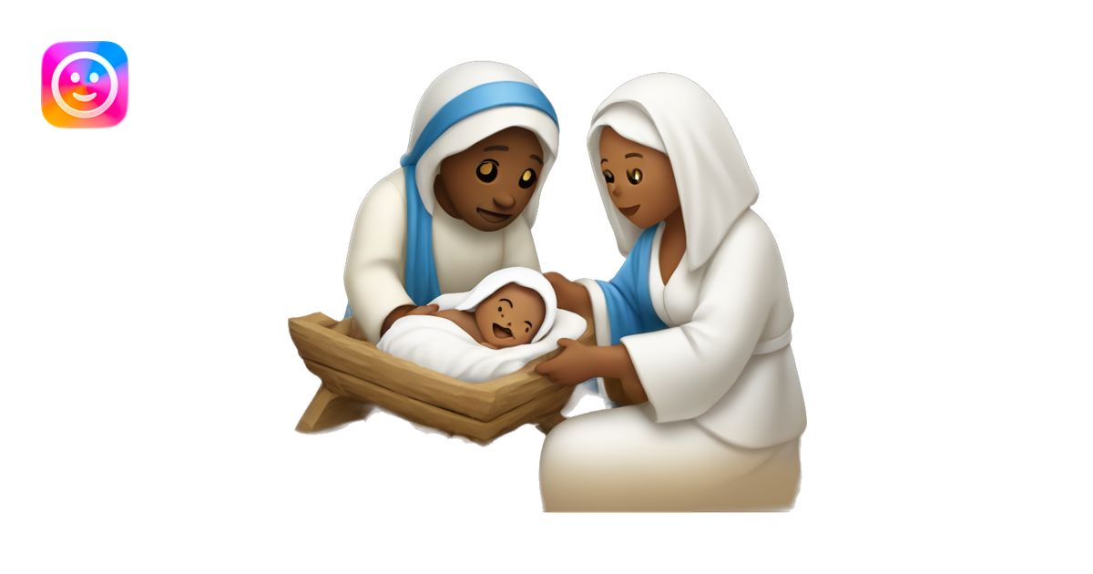 Nativity scene, baby on a manger, Mary and Joseph emoji | AI Emoji ...