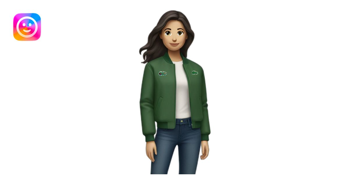 brunette girl with lacoste jacket emoji | AI Emoji Generator