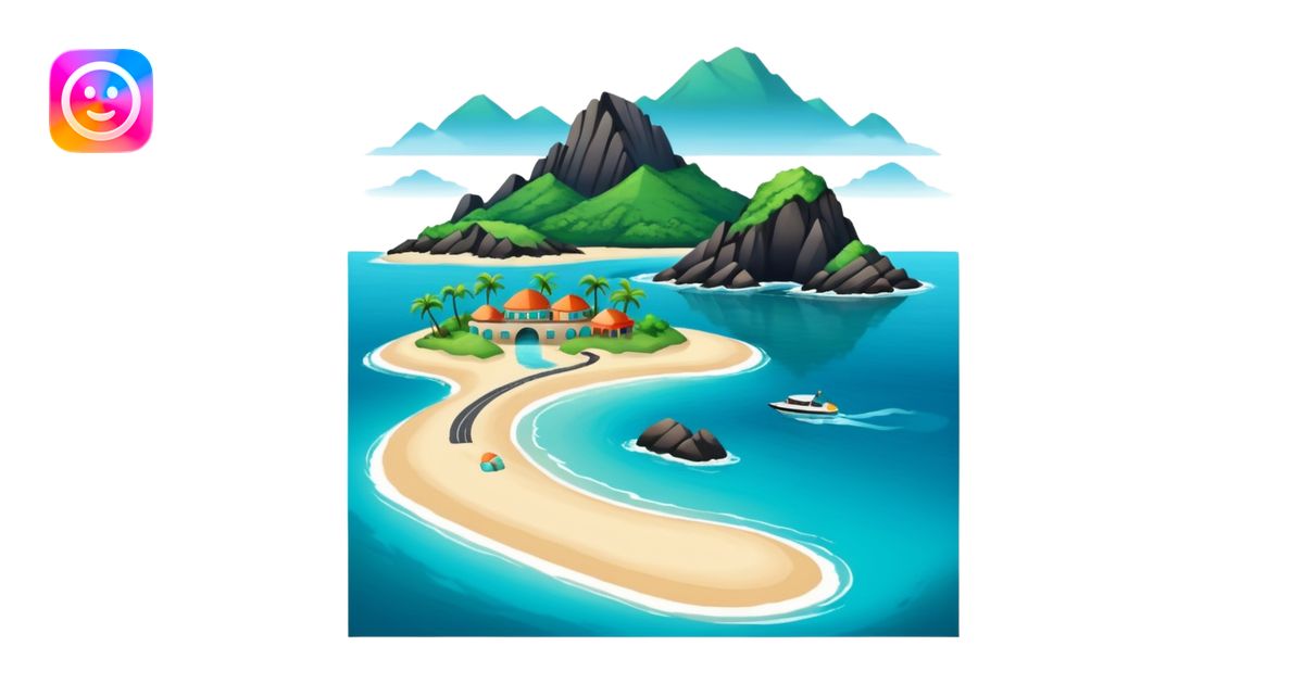 attractive island with a beach and infrastructure emoji | AI Emoji ...