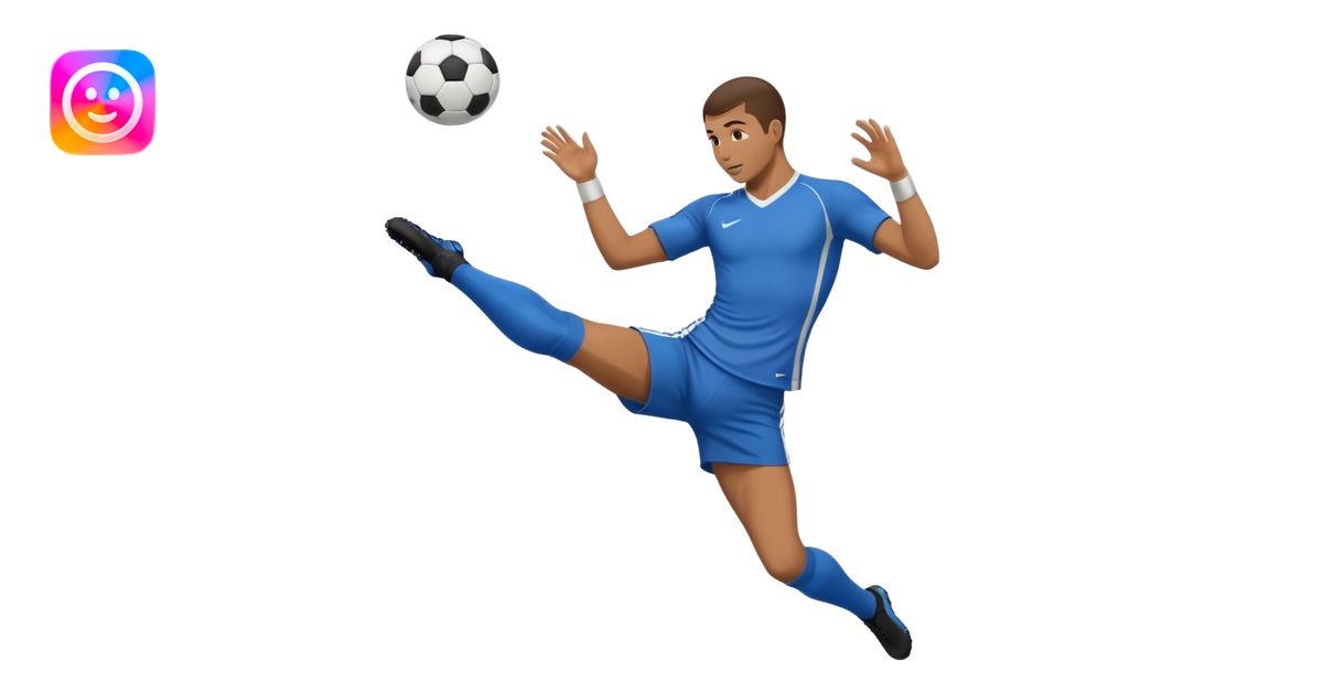 a man kicking a soccer ball, over-head scissors kick emoji | AI Emoji ...