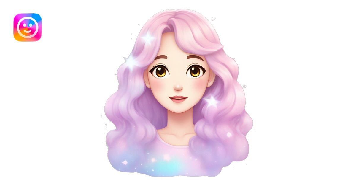 Gorgeous pastel anime style lady blushing nebula gradient sparkle face ...