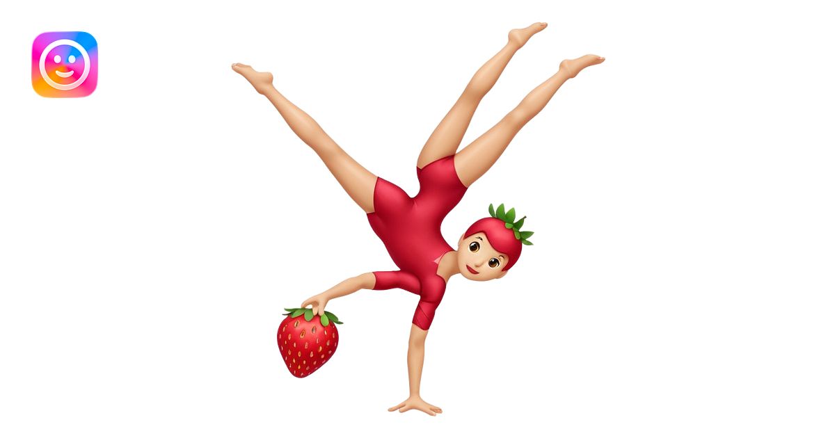Strawberry fruit stands on one leg when doing gymnastics emoji | AI ...