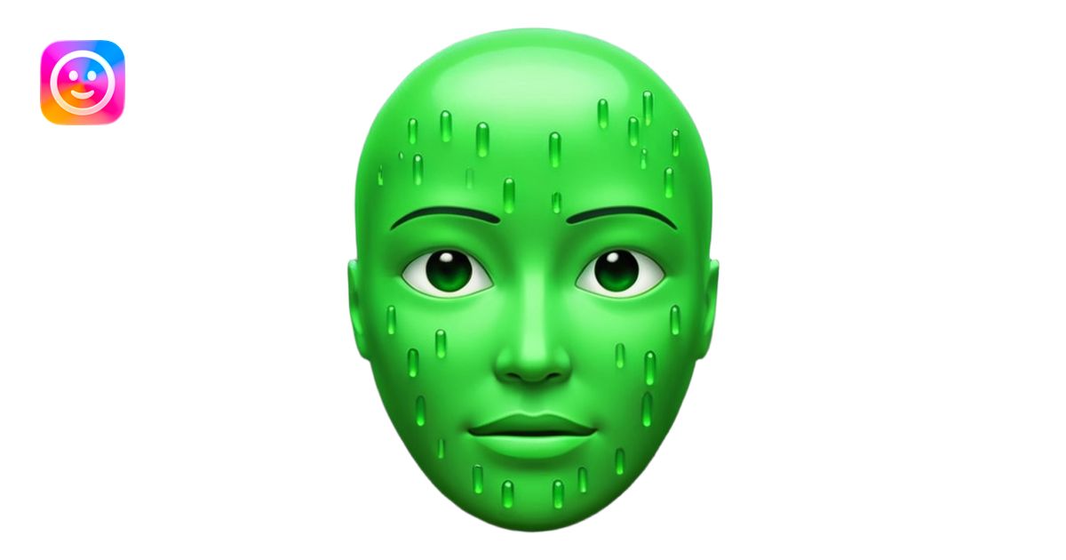 Emoji inspired by The Matrix film, glowing green terminal code forming ...
