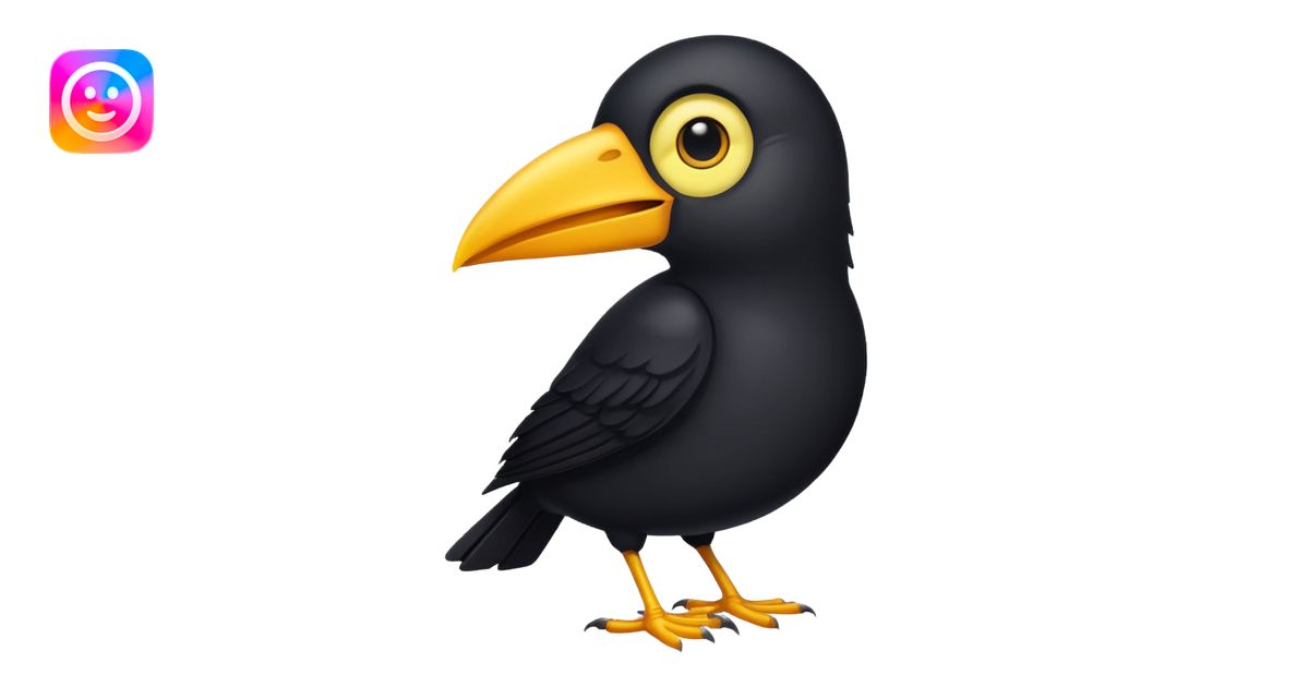 Create a black bird with long yellow beak emoji | AI Emoji Generator