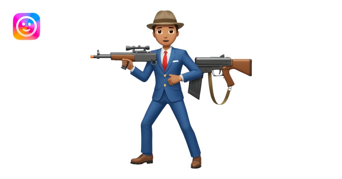 Yodeling mountain climber in Switzerland with a machine gun pointing to ...