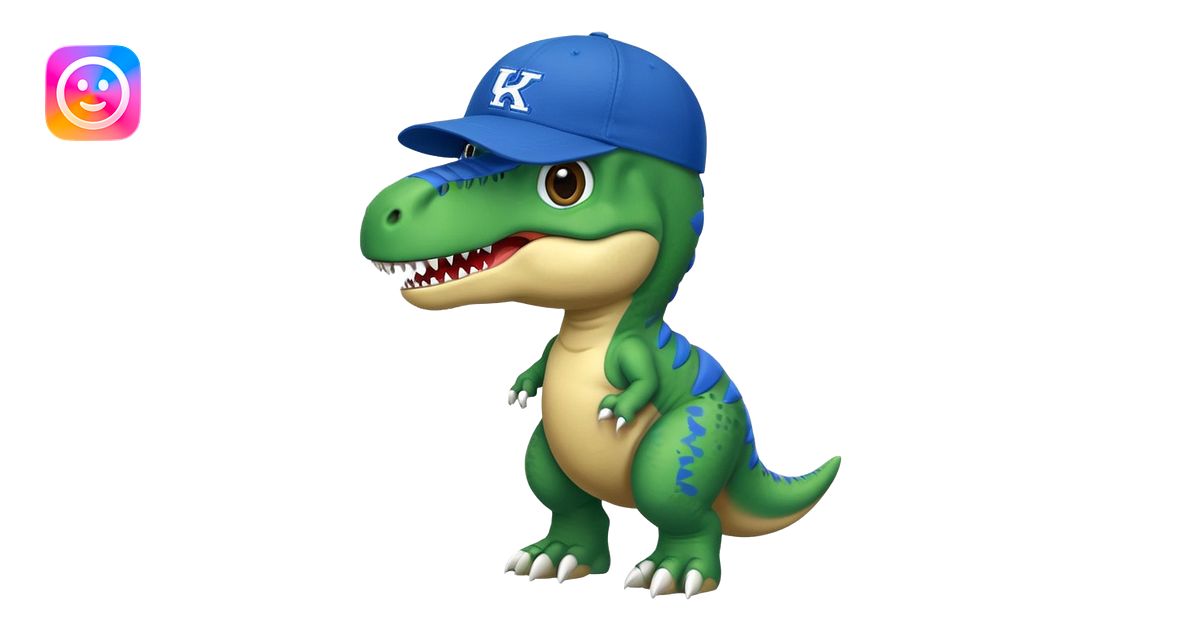 Let’s do a cute green T Rex in a blue university Of Kentucky ball cap ...