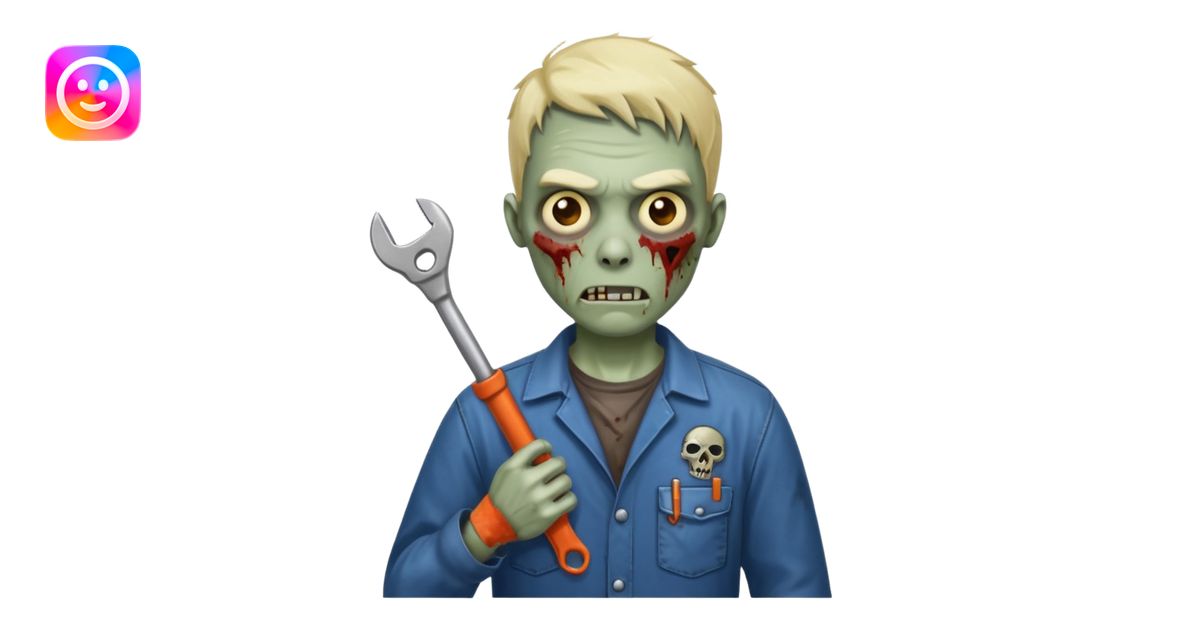 zombie mechanic with tool in his hand emoji | AI Emoji Generator