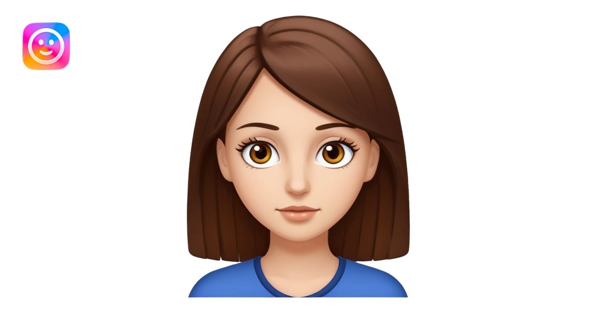 Emoji de chica blanca con cabello castaño lacio y ojos cafés con ...