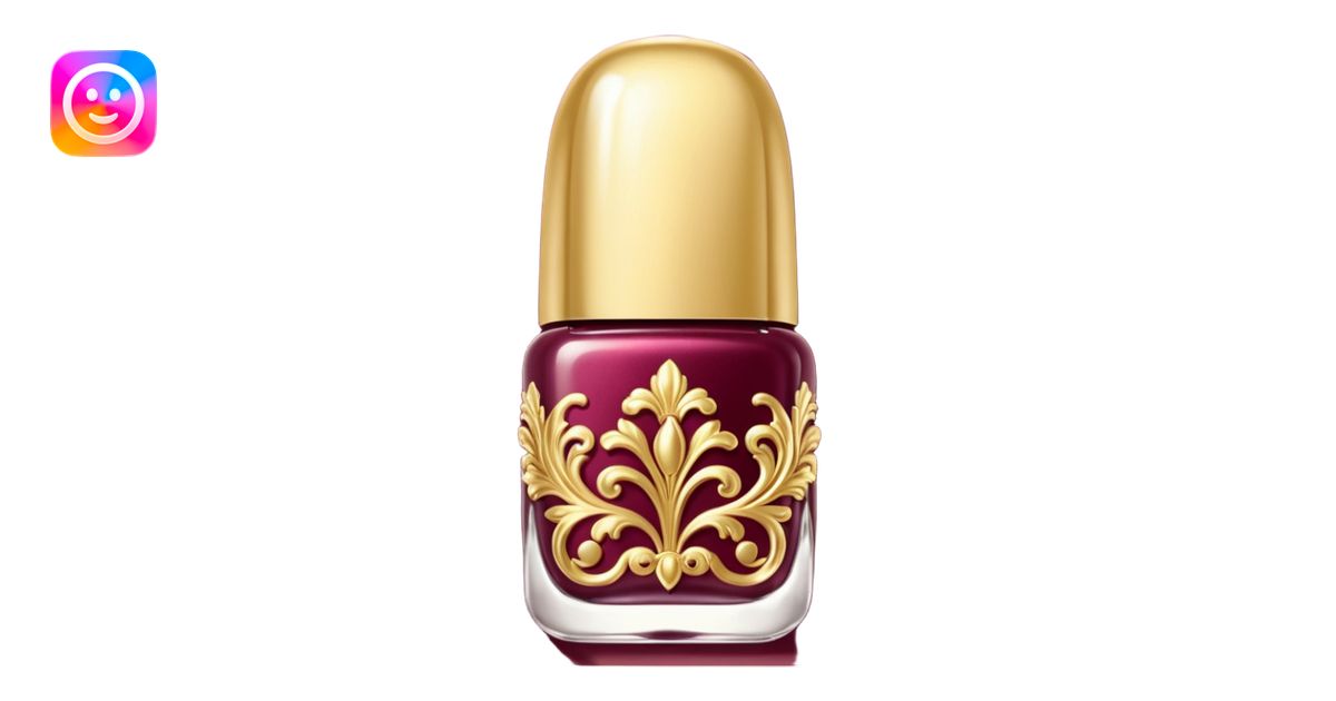 gold and burgundy rococo inflatable puffy nail polish emoji | AI Emoji ...