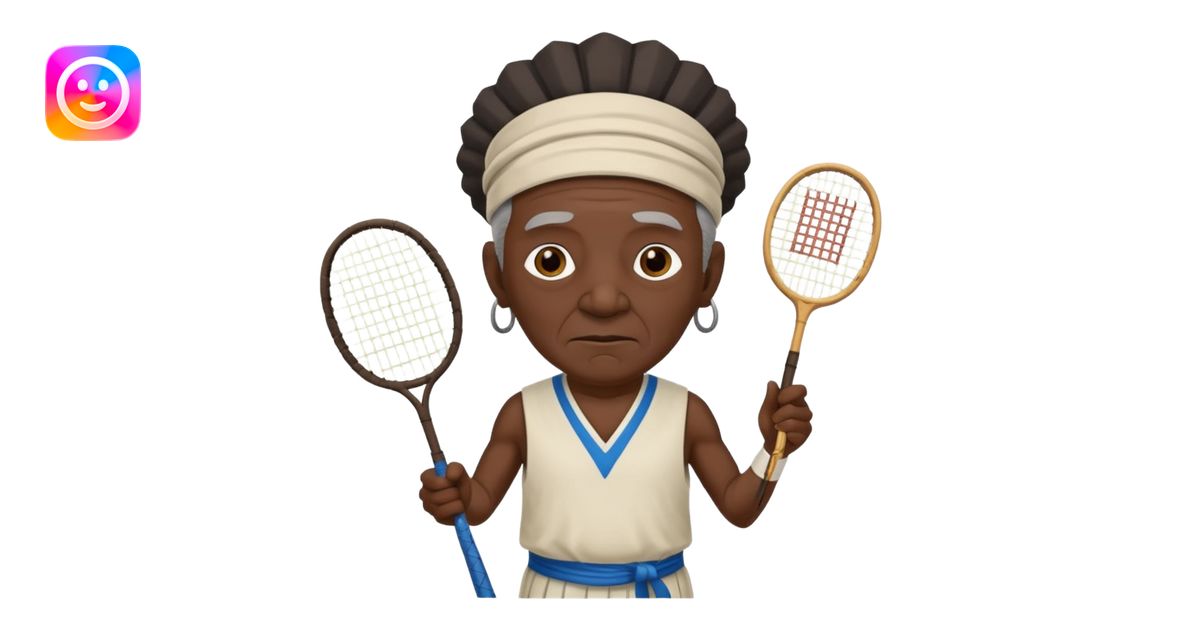 ancient shaman old black man with 1 badminton racket emoji | AI Emoji ...