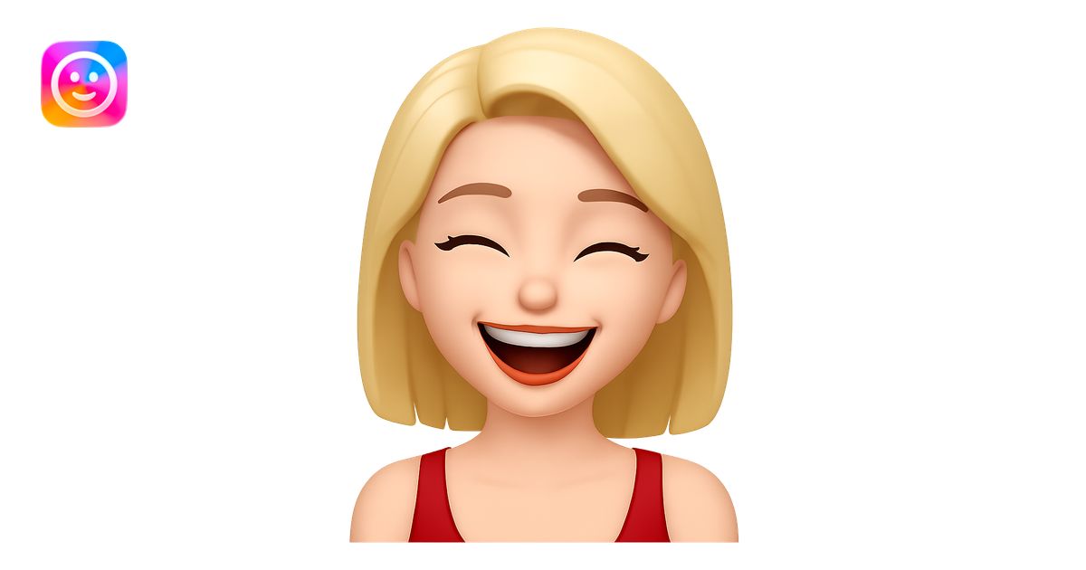 Change her facial expression to laughing, keep the same style as the ...