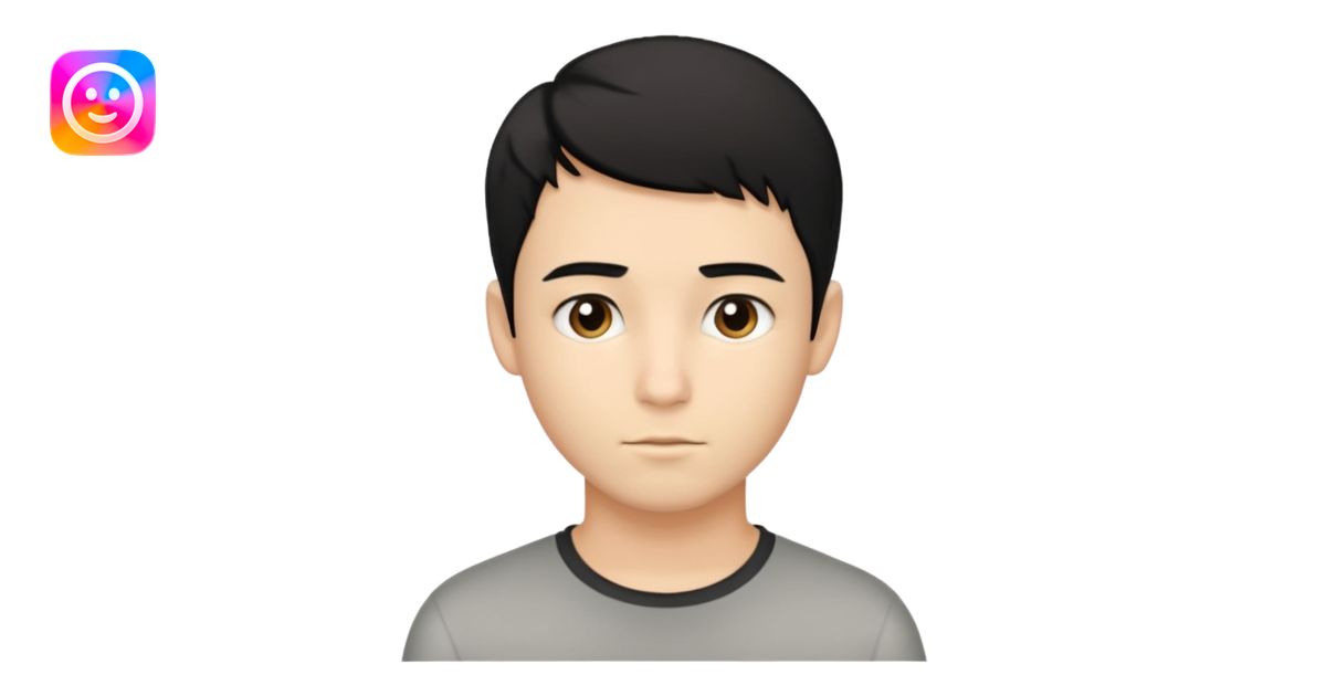 emoji of a young man with short black hair and blonde highlights, no ...