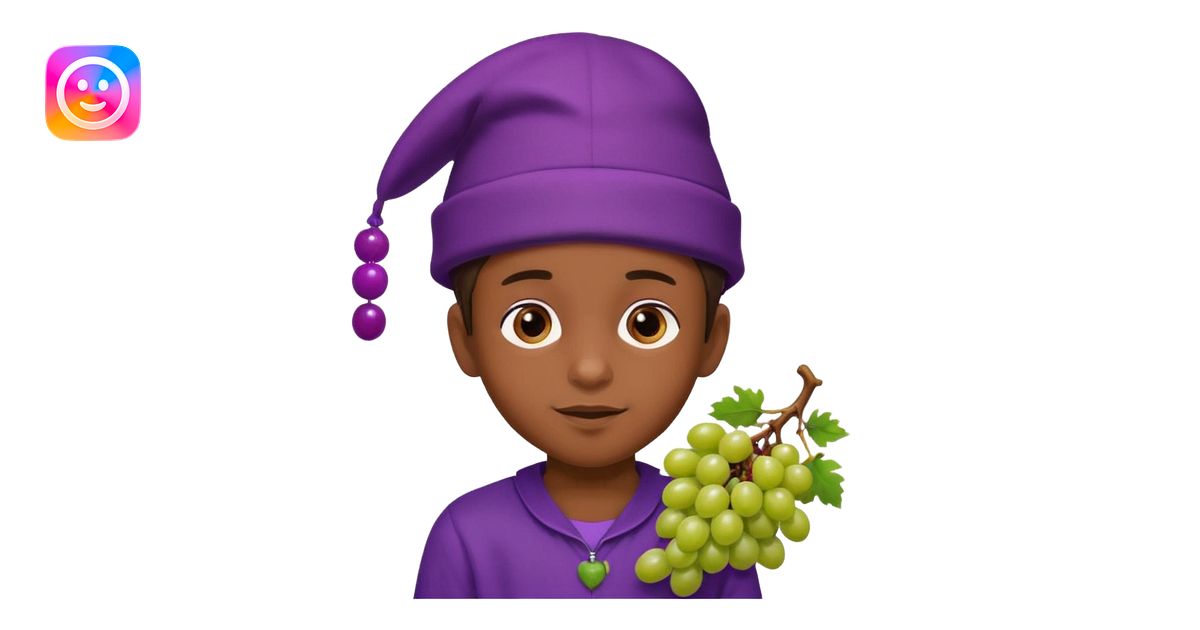 Kids in Fruit Clothes A boy in a grape Hat emoji | AI Emoji Gener