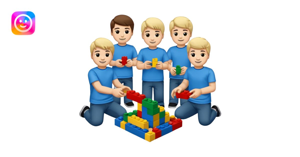 boys playing with legos full body emoji | AI Emoji Generator